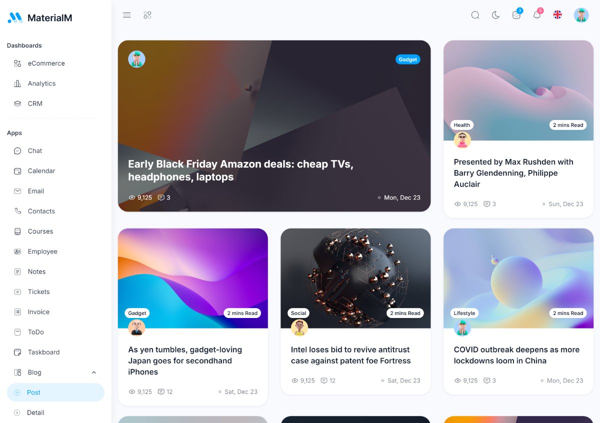 MaterialM Material Angular Dashboard Template - WrapPixel