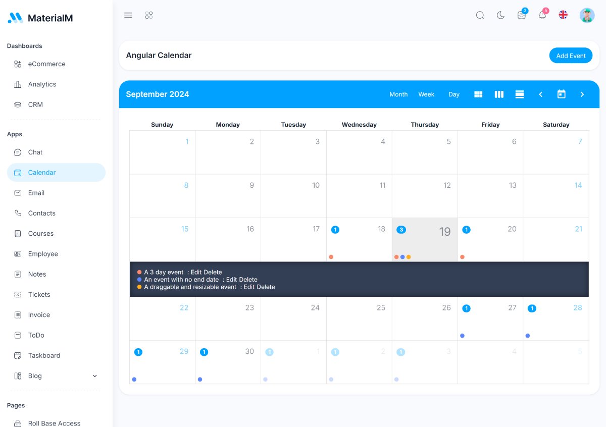 MaterialM Material Angular Dashboard Template - WrapPixel