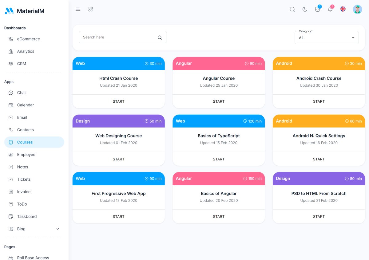 MaterialM Material Angular Dashboard Template - WrapPixel