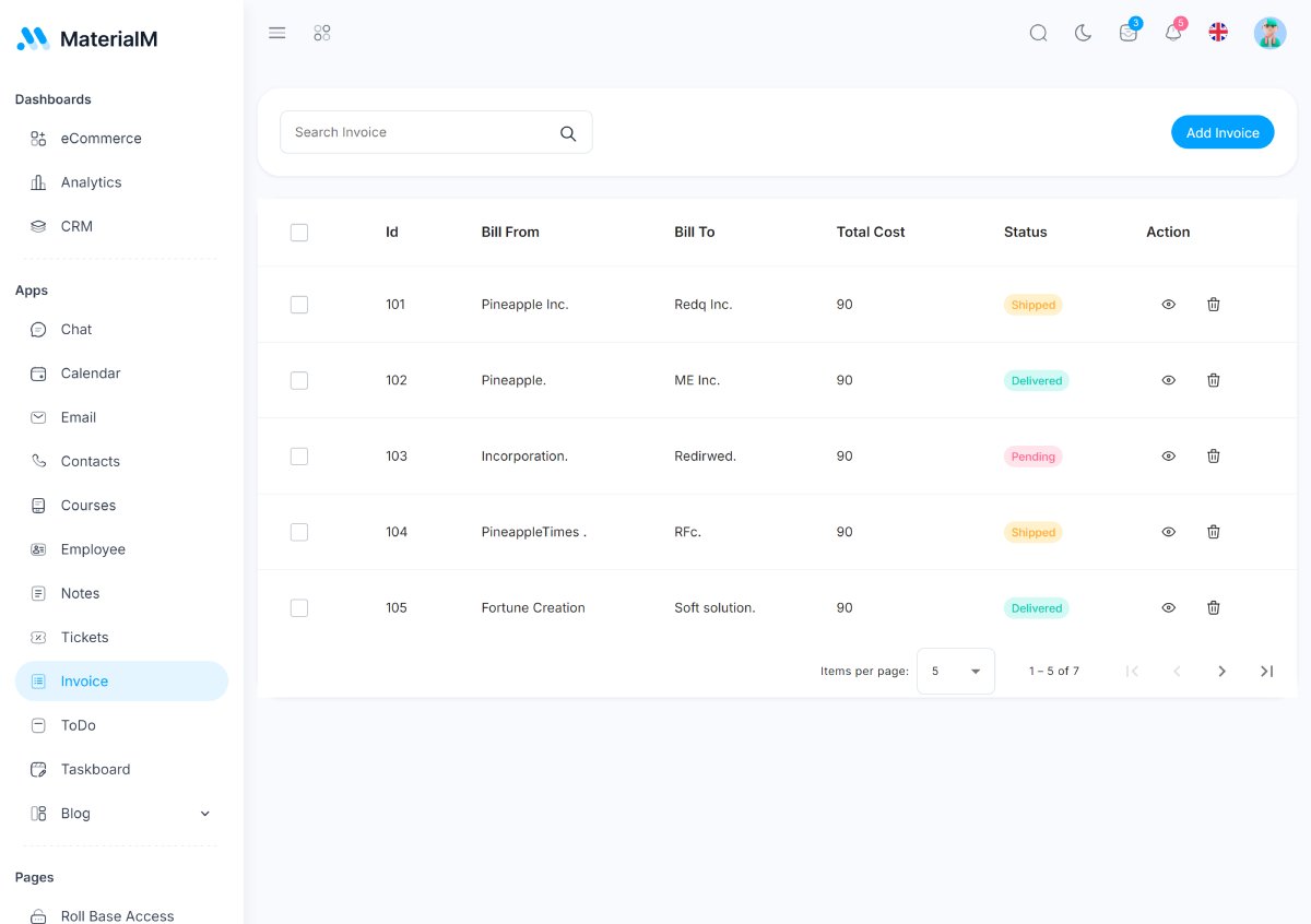 MaterialM Material Angular Dashboard Template - WrapPixel